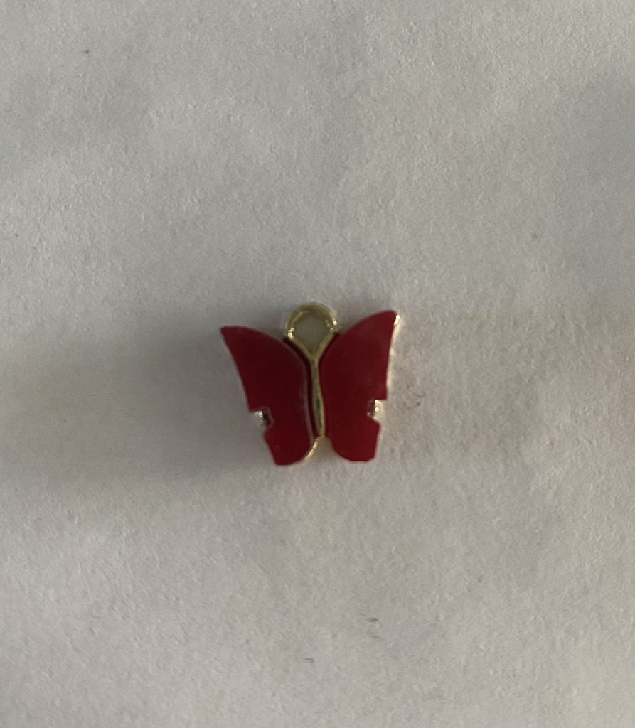 Gold Plated Large Maroon Butterfly Charm - Beefab Accessories